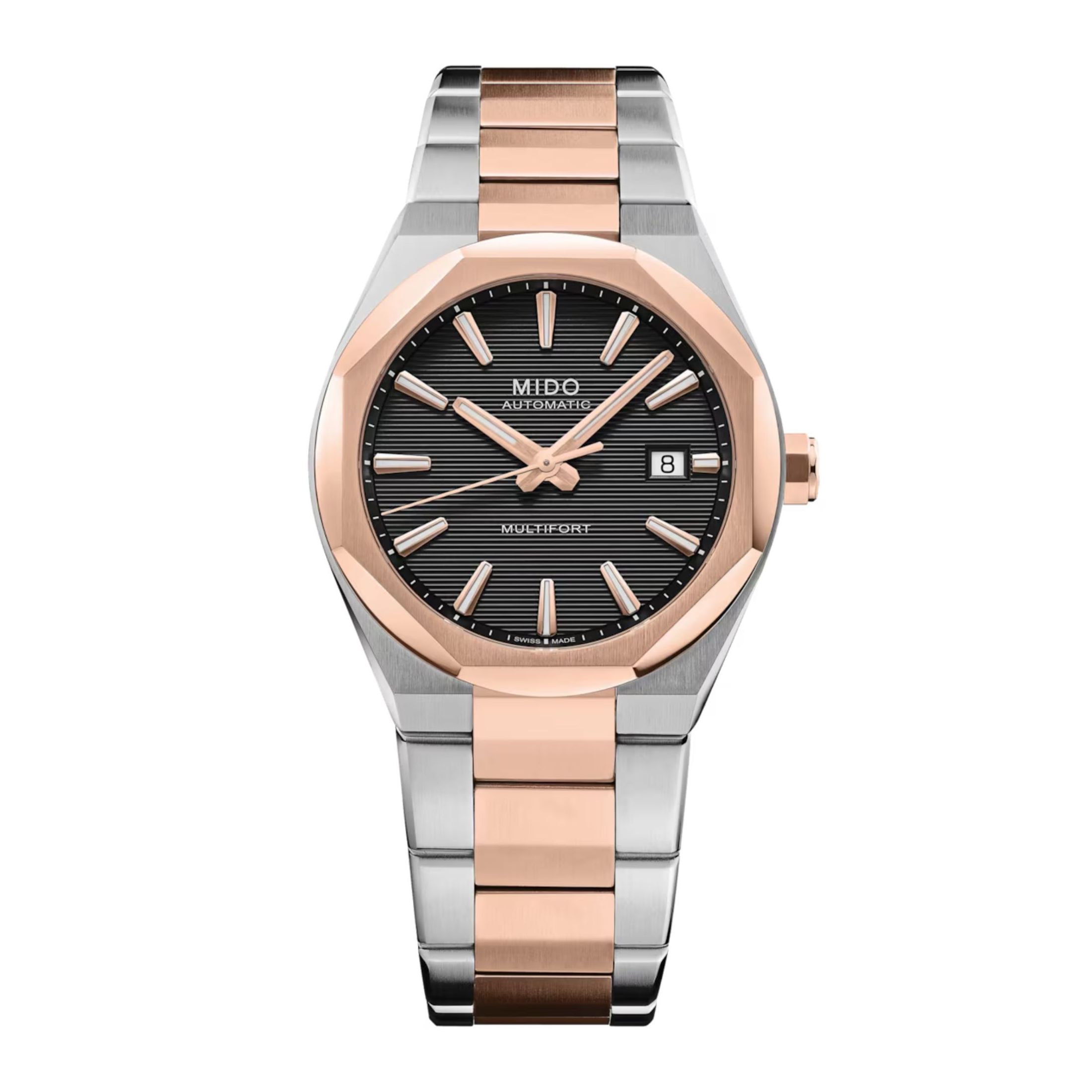 Mido Multifort 8 One Crown automatic watch rose gold with black dial ...