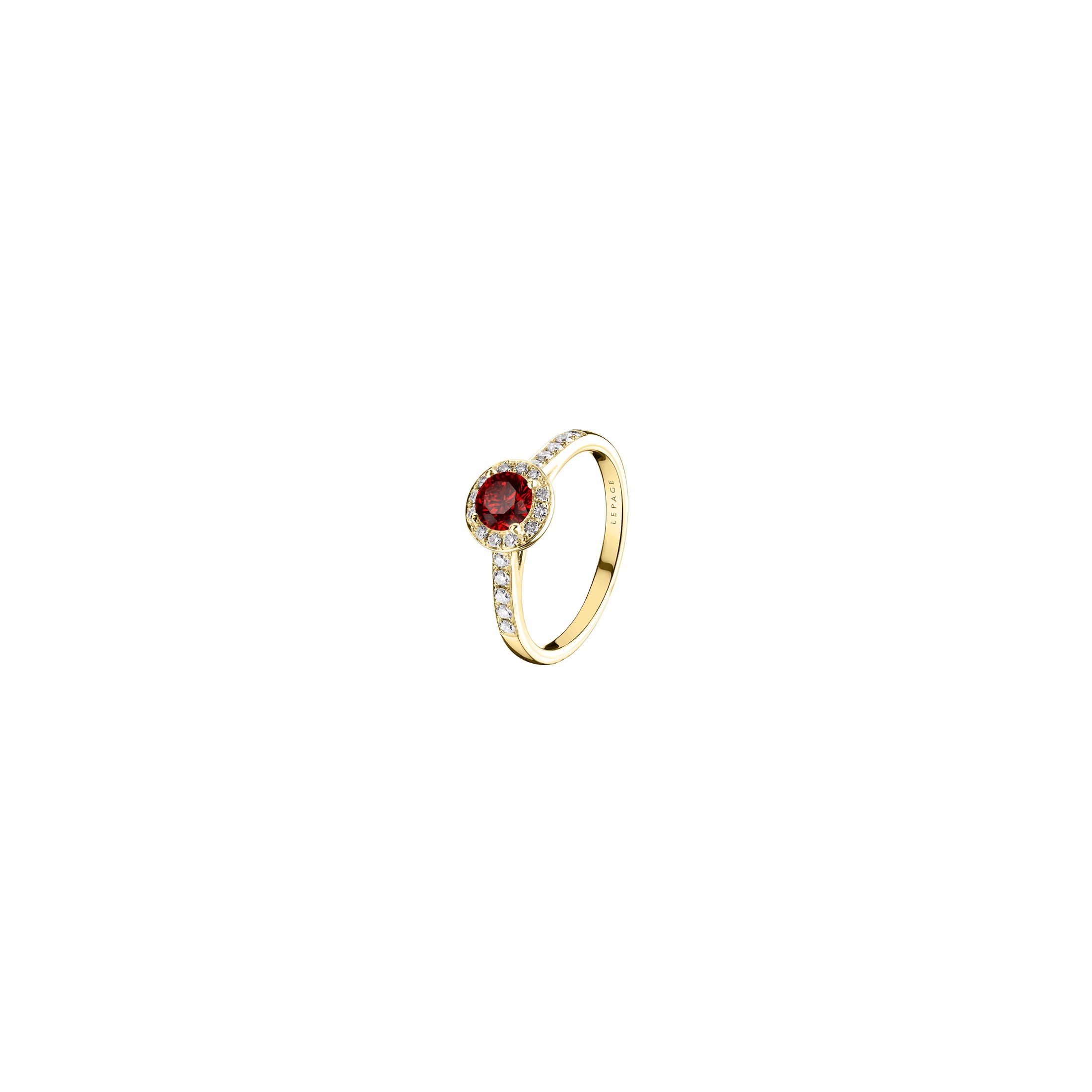 Lepage Coquette engagement ring yellow gold ruby diamonds | LEPAGE