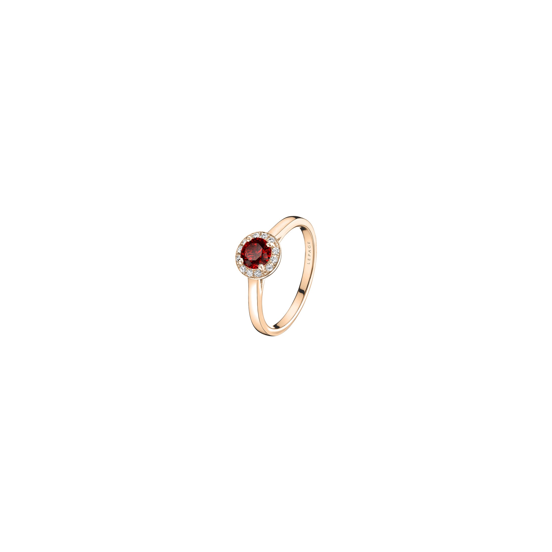 Jolie-Coquette engagement ring in rose gold, ruby and diamonds | LEPAGE