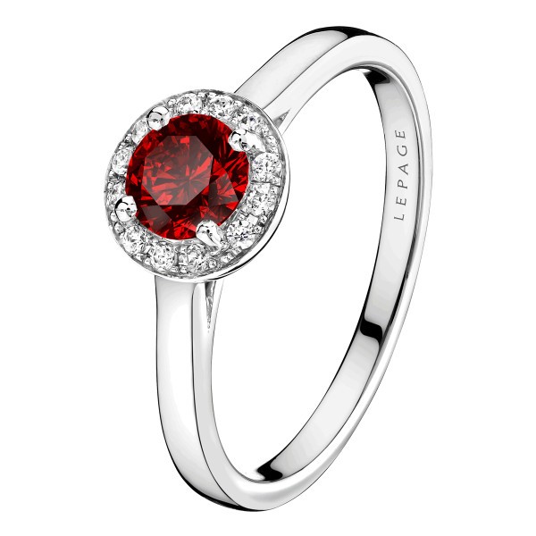 Jolie-Coquette engagement ring in white gold, ruby and diamonds | LEPAGE