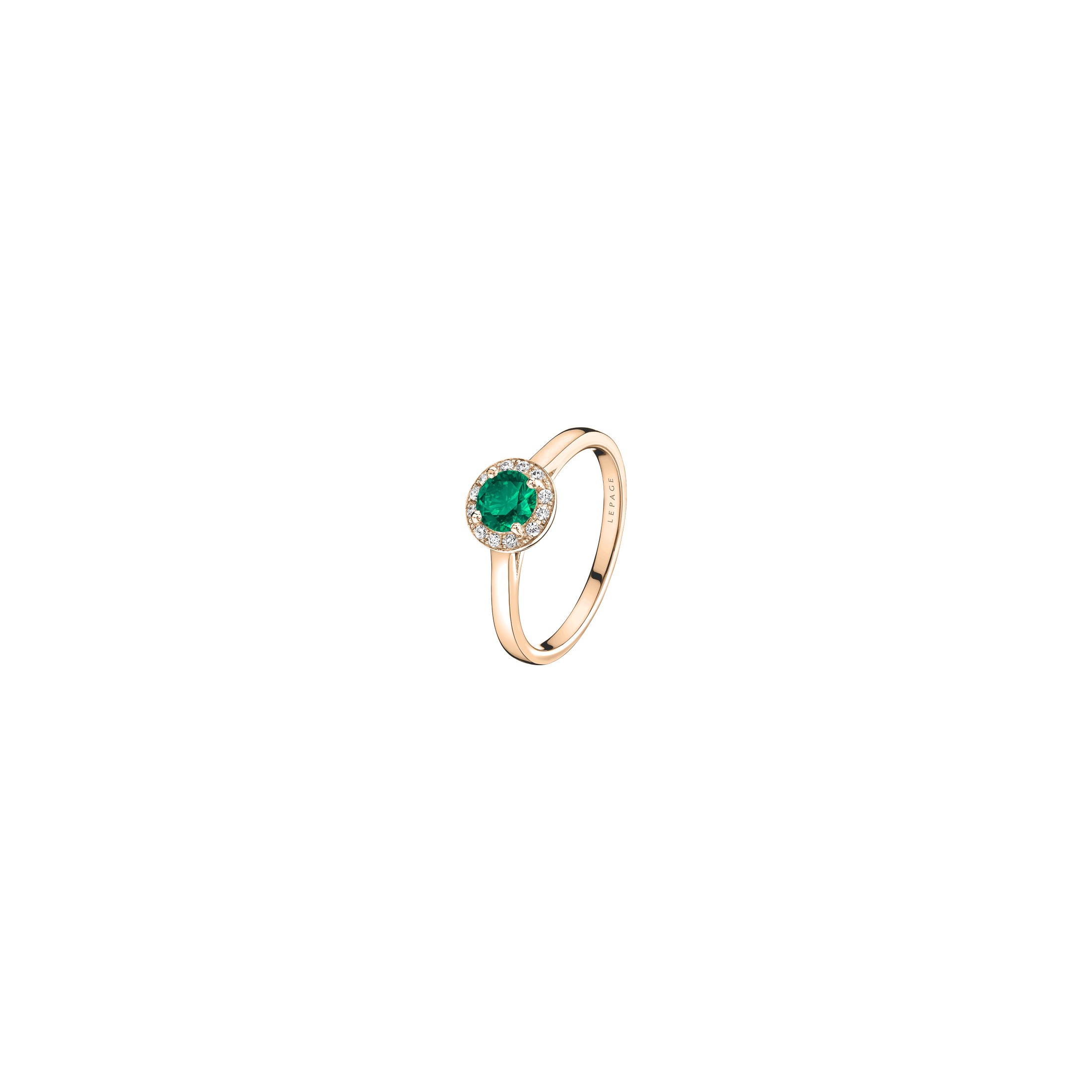 Jolie-Coquette engagement ring in rose gold, emerald and diamonds | LEPAGE