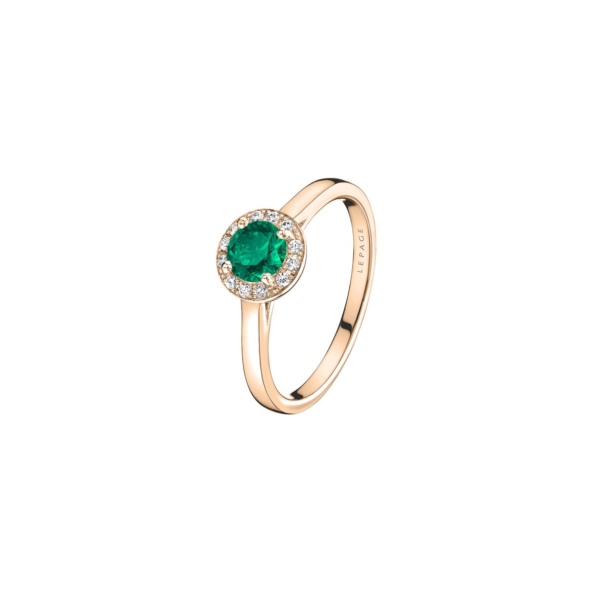 Jolie-Coquette engagement ring in rose gold, emerald and diamonds | LEPAGE