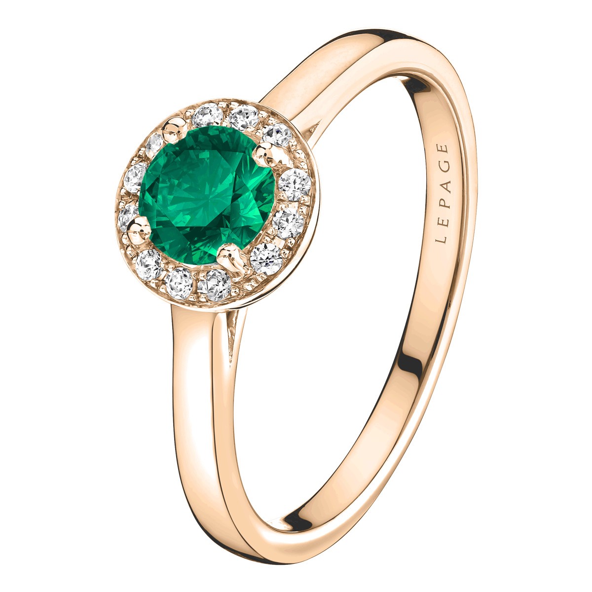 Jolie-Coquette engagement ring in rose gold, emerald and diamonds | LEPAGE