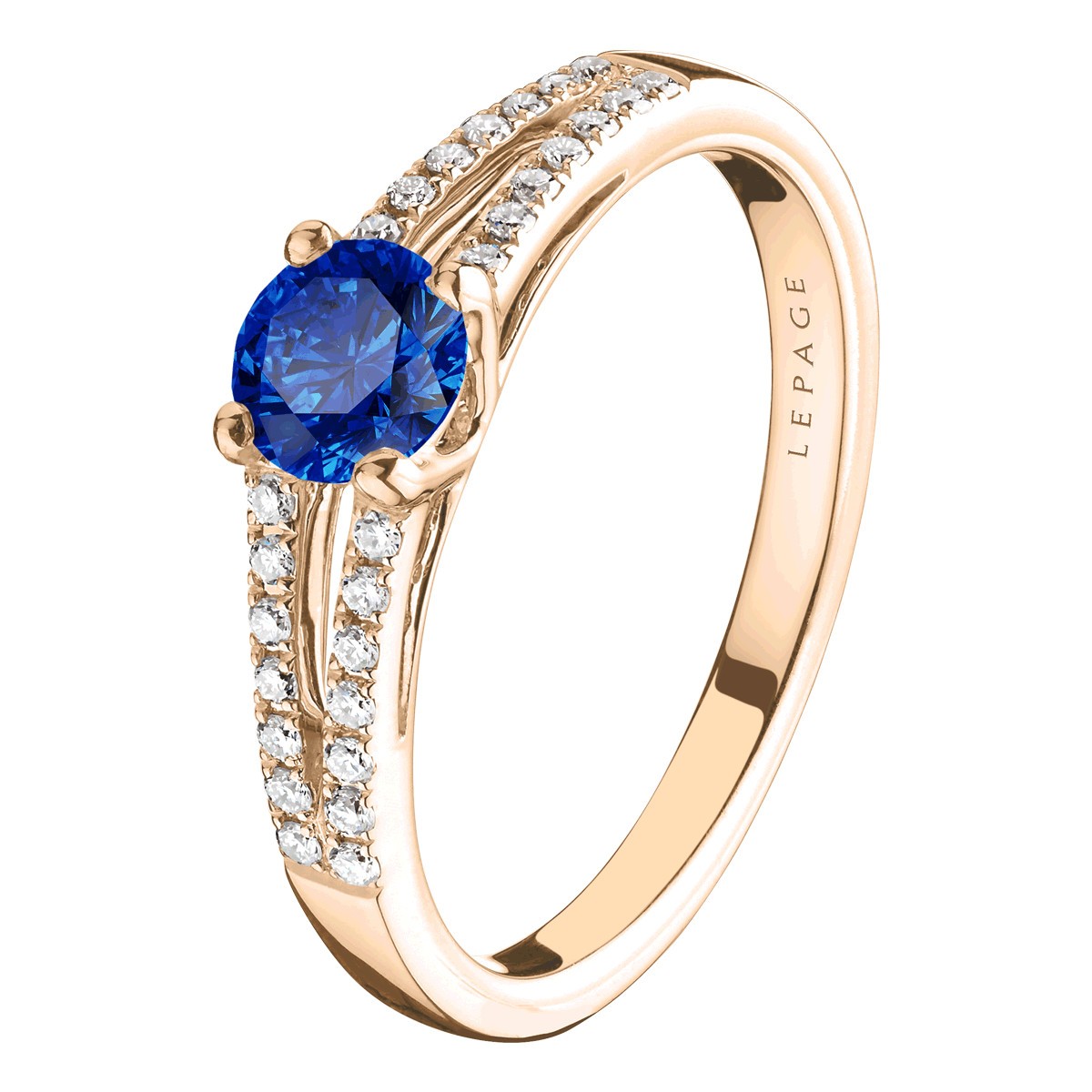 Première Dame engagement ring rose gold sapphire diamonds | LEPAGE