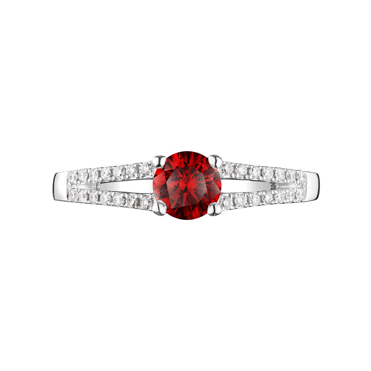 Première Dame engagement ring in white gold, ruby and diamonds | LEPAGE