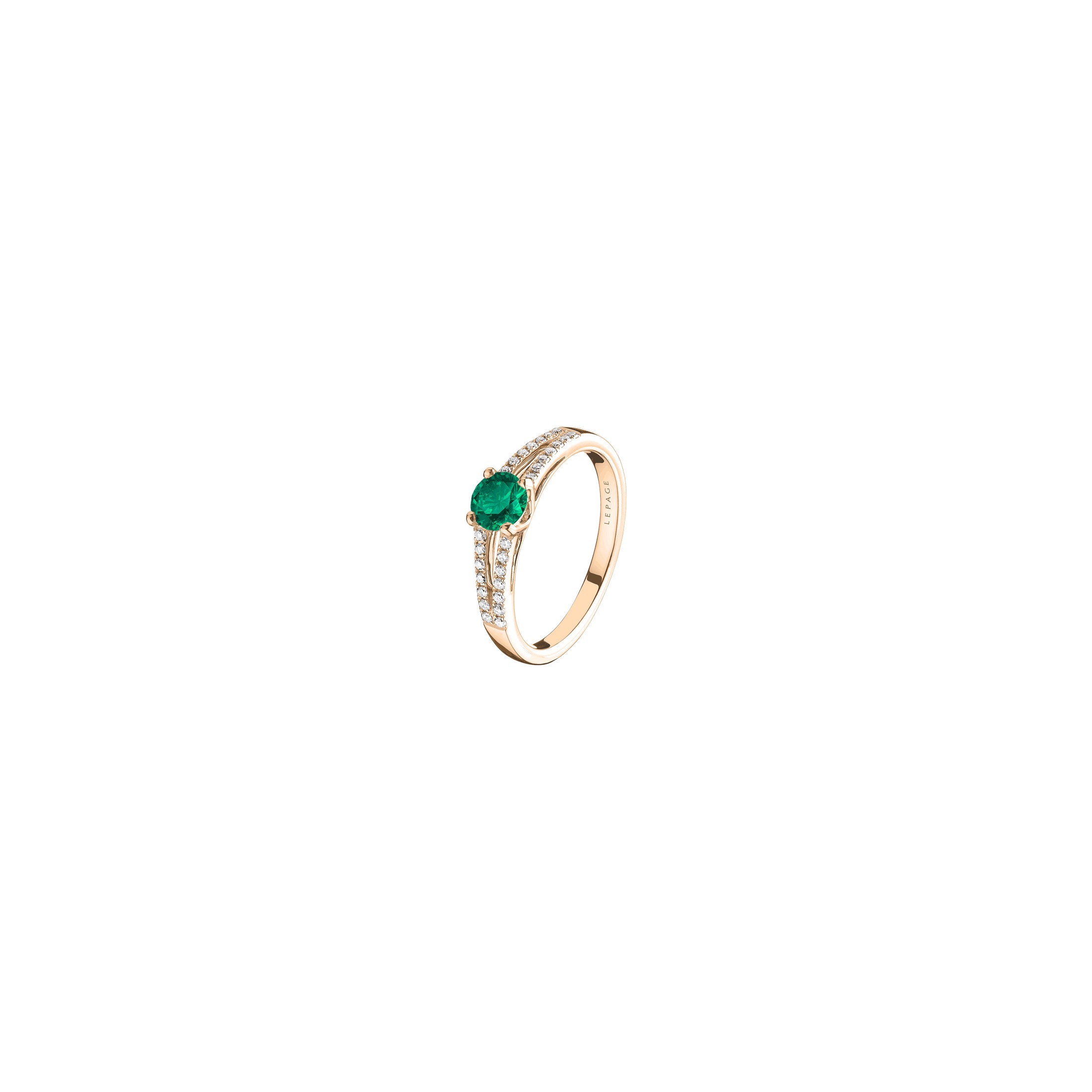 Première Dame engagement ring rose gold emerald diamonds | LEPAGE