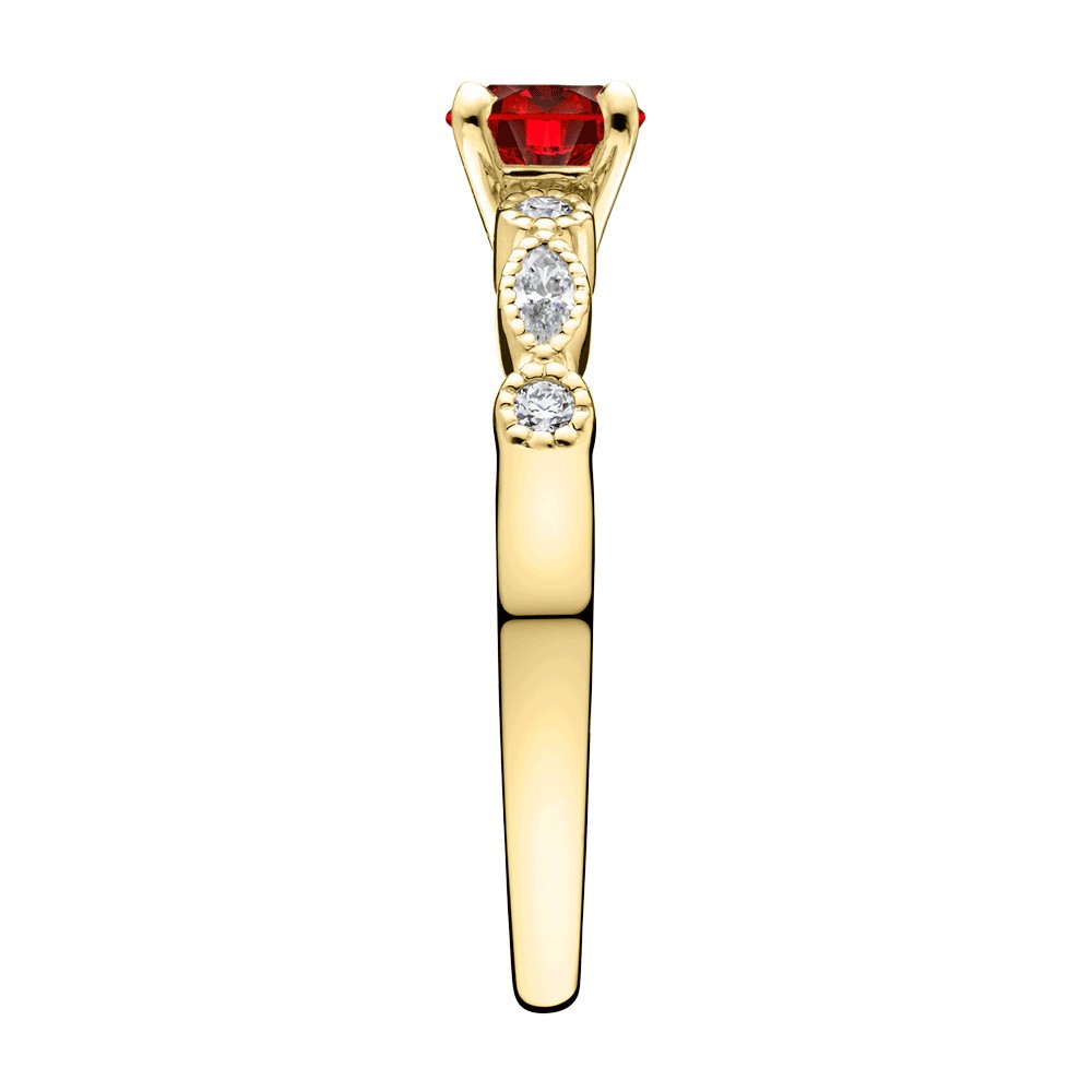 Lepage Leon engagement ring in yellow gold, ruby and diamonds | LEPAGE