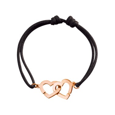 Bracelet sur cordon dinh van Double Coeurs R9 en or rose - Lepage