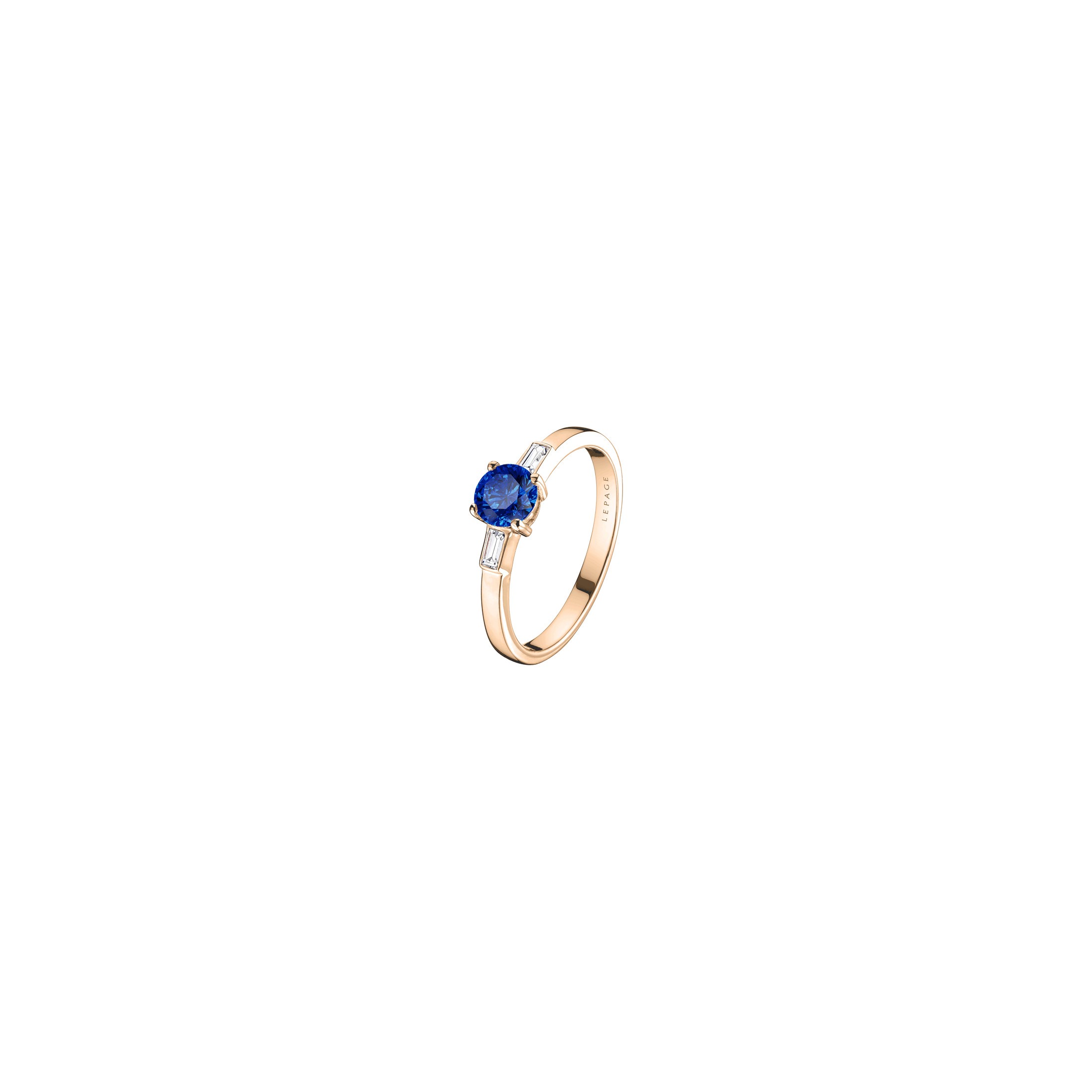 Albert solitaire in rose gold sapphire diamonds | LEPAGE