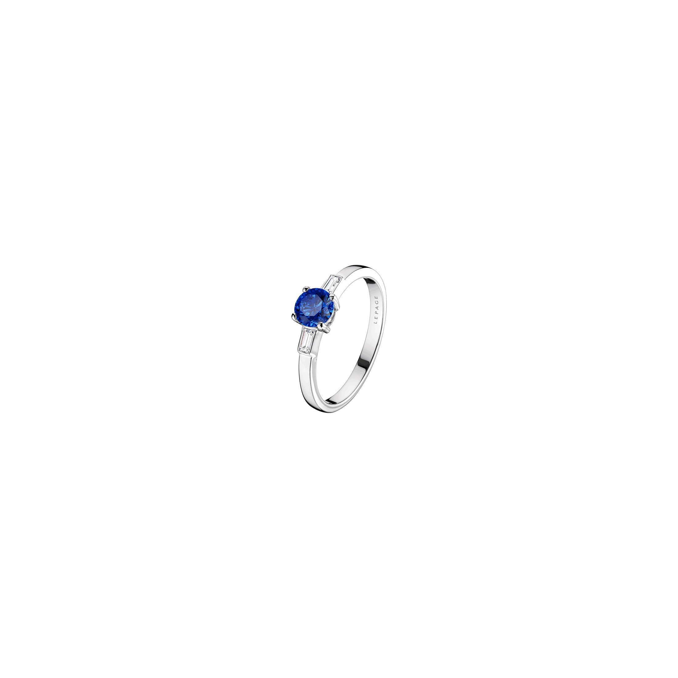 Solitaire Albert en or blanc, saphir et diamants | LEPAGE