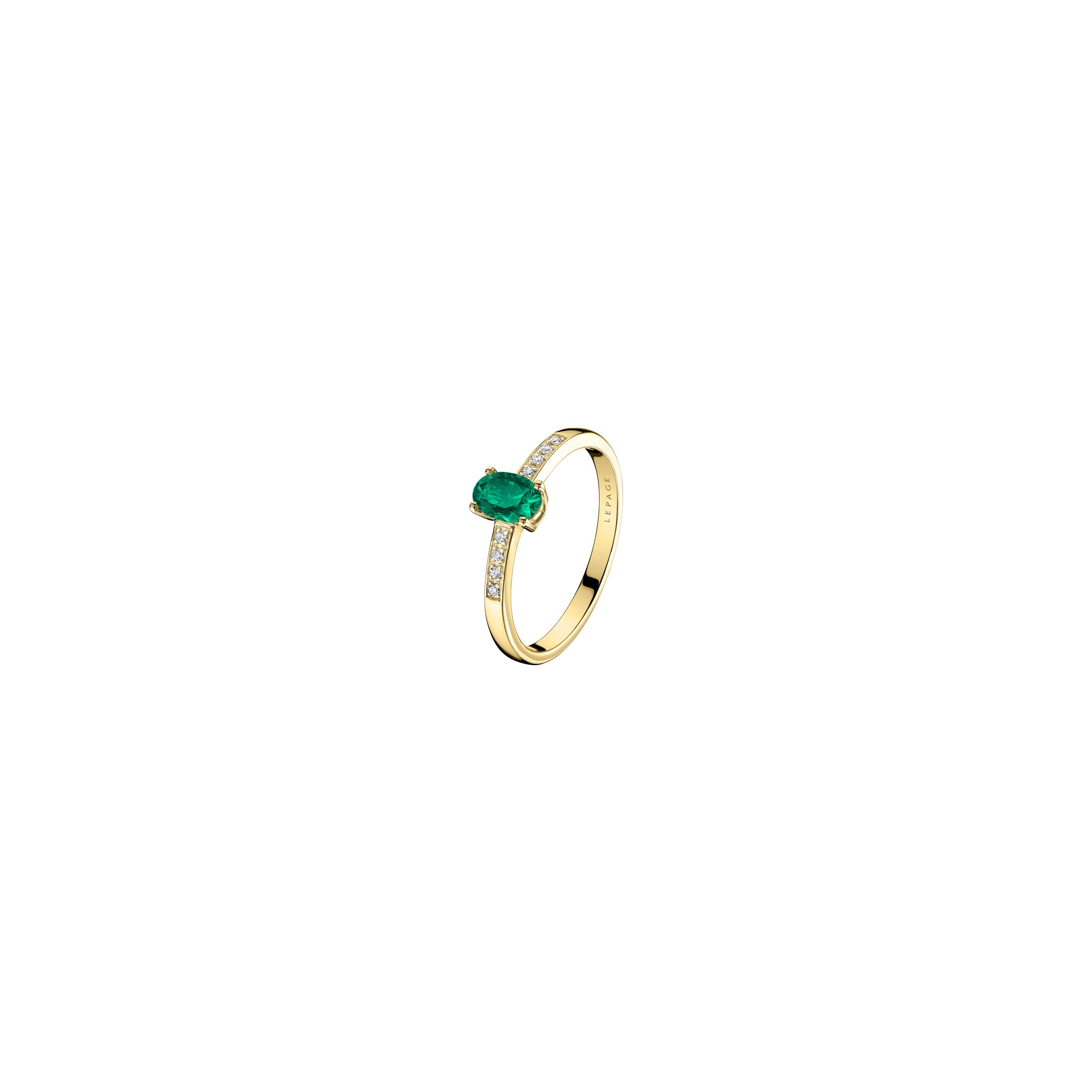 Emile engagement ring in yellow gold and oval emerald | LEPAGE