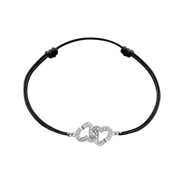Bracelet sur cordon dinh van Double Coeurs R9 en or blanc - Lepage