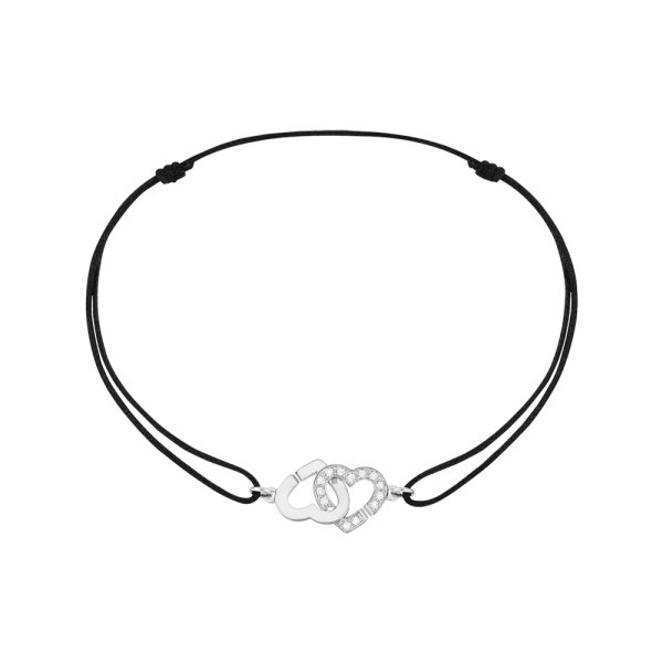 Bracelet cordon dinh van Double Cœurs R9 or blanc et diamants - Lepage