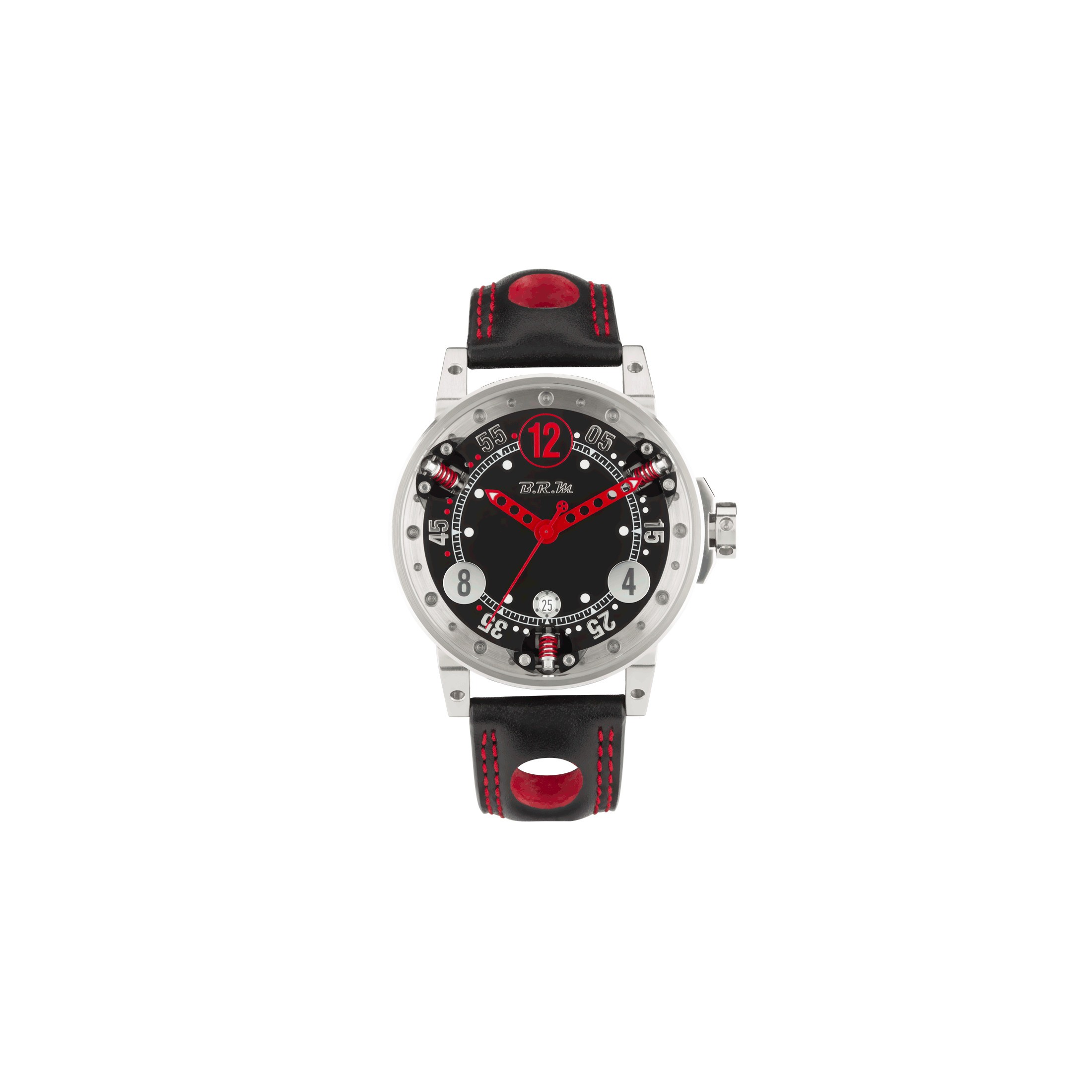 Montre BRM V6 auto aiguilles rouges bracelet cuir 44mm, BRM - Lepage