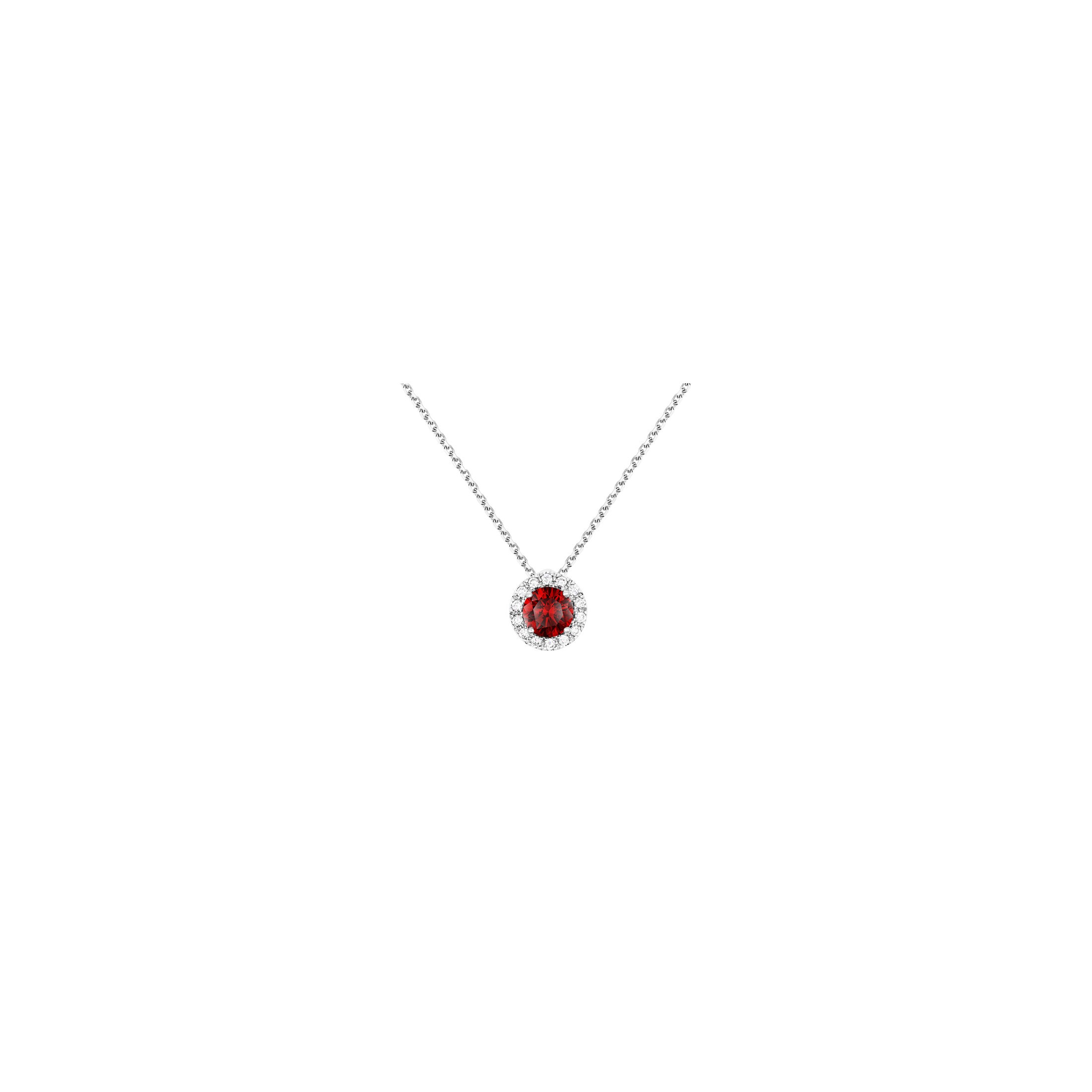Coquette necklace in white gold ruby and diamonds - Lepage