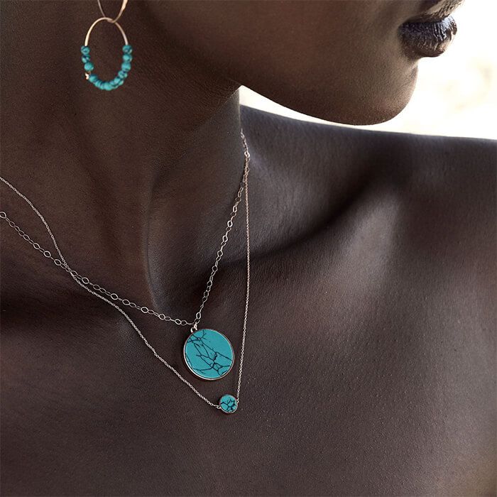 Collier Jumbo Ever en or rose et turquoise Ginette NY EVET1 - Lepage