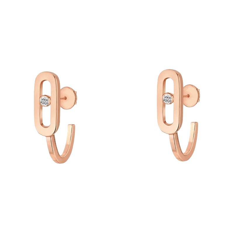 Messika Move Uno mini creoles in white gold and diamond 10050G - Lepage