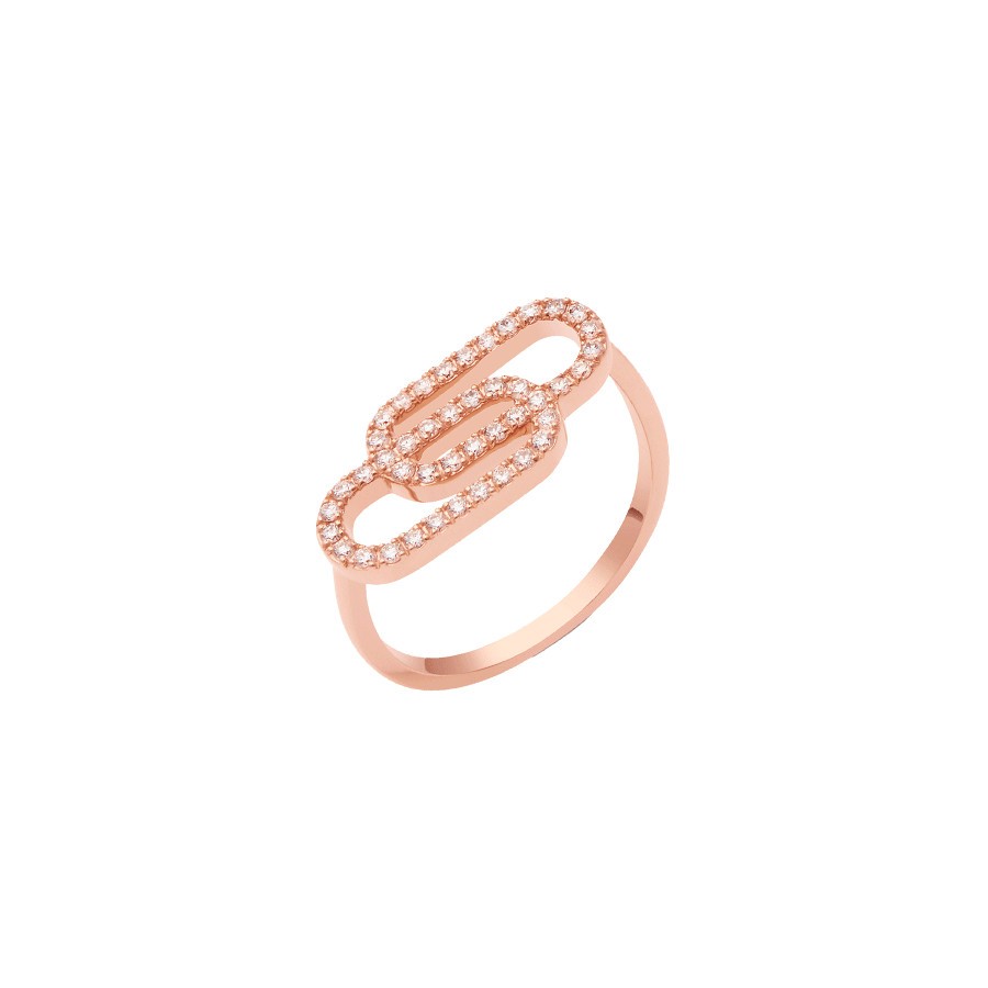 Tandem Ring large model pink gold and diamonds SORLU1DXXP - So Shocking