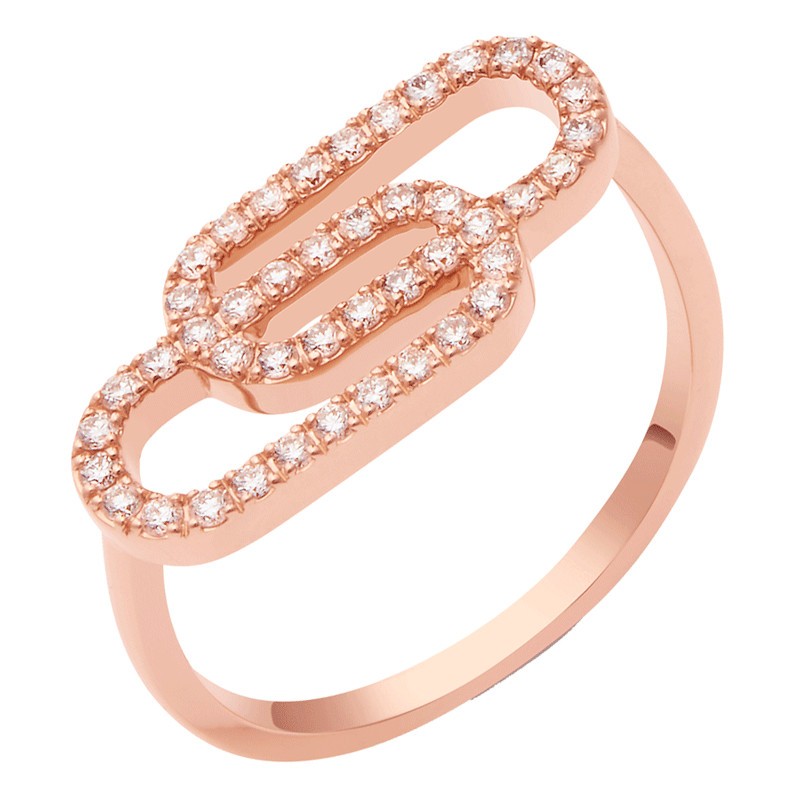 Tandem Ring large model pink gold and diamonds SORLU1DXXP - So Shocking