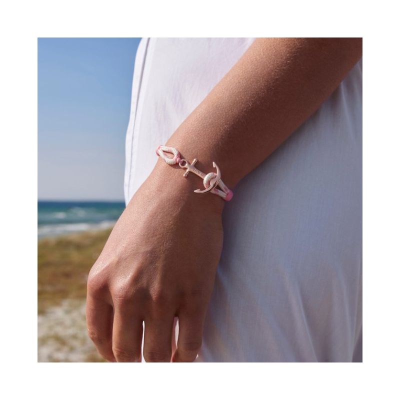 Bracelet Tom Hope Pearl Pink simple tour cordon rose blanc TM017 - Lepage