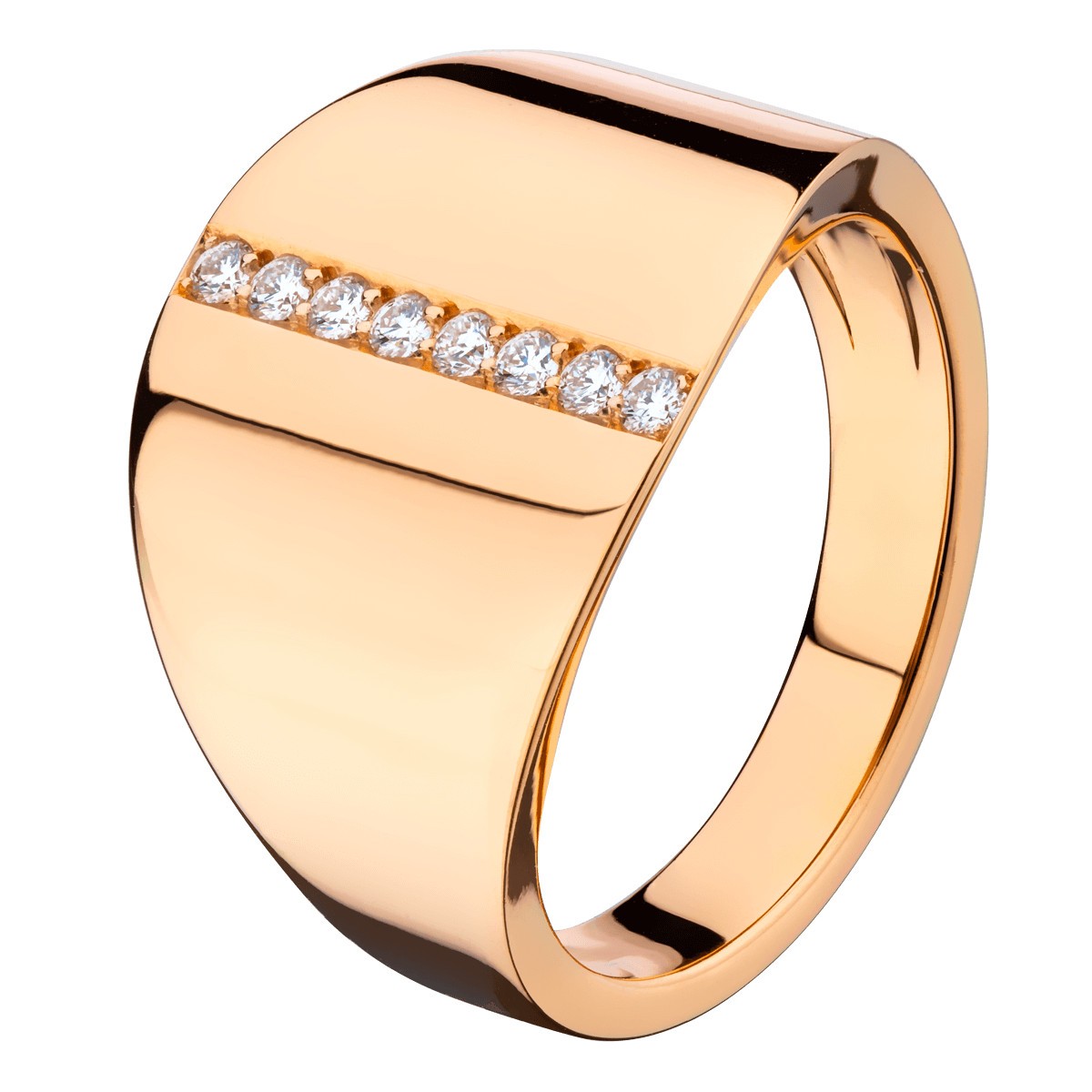 Ring Riviera pink gold and diamonds line RIVIERAPM - Lepage