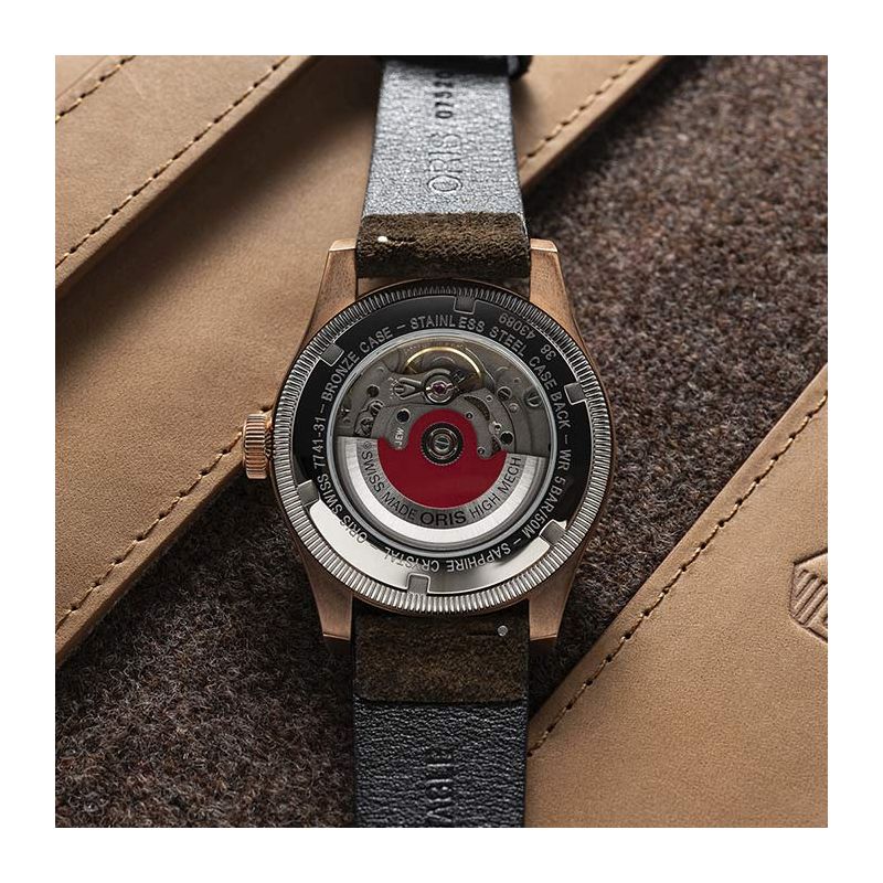 Oris Aviation Big Crown Bronze Date watch brown dial leather strap 40mm