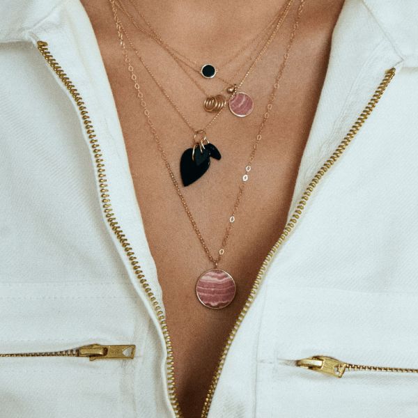 Collier Ever Disc mini or rose rhodochrosite Ginette NY EVERC3 - Lepage