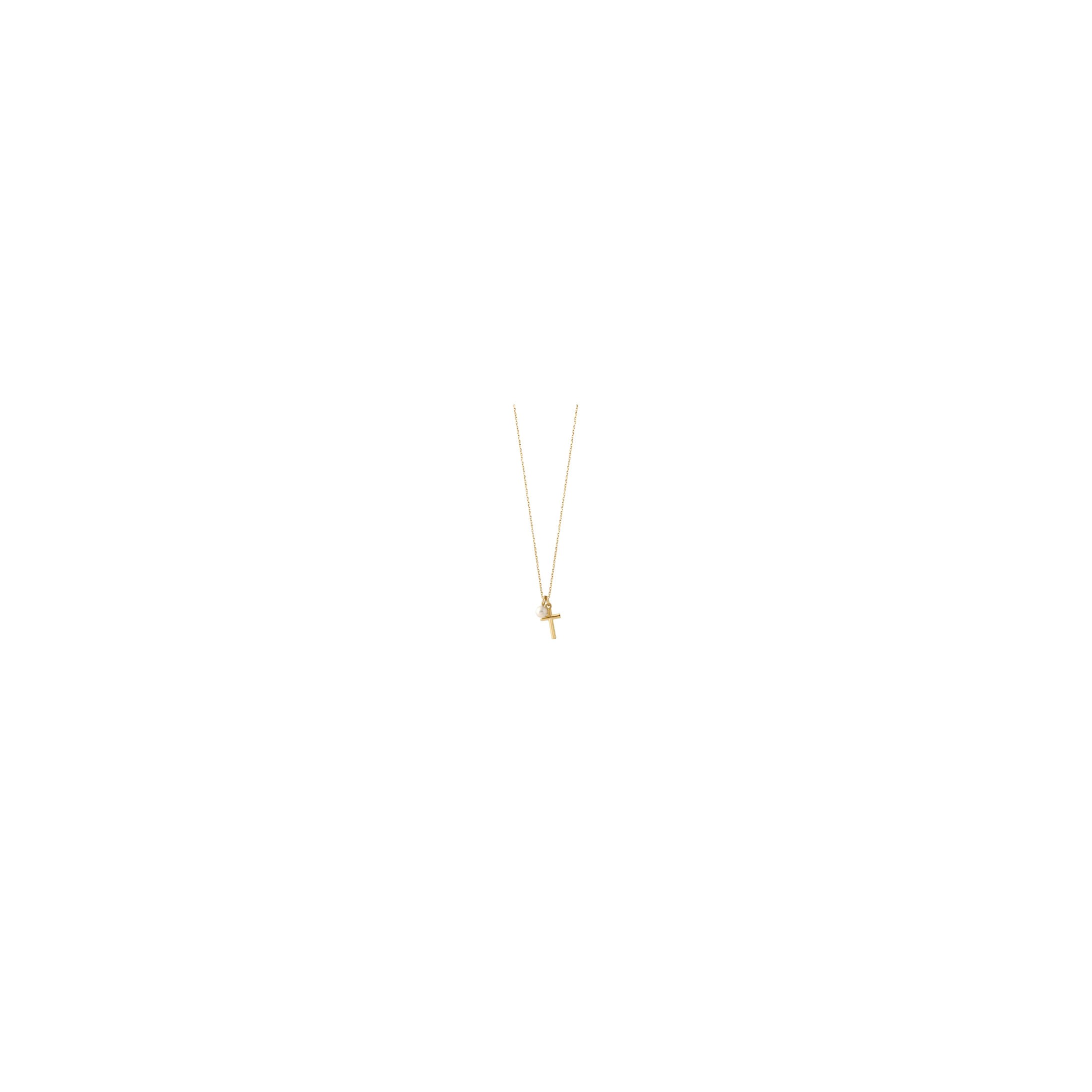 Claverin Cross Charm necklace in gold and pearl PPJCROSS001 - Lepage