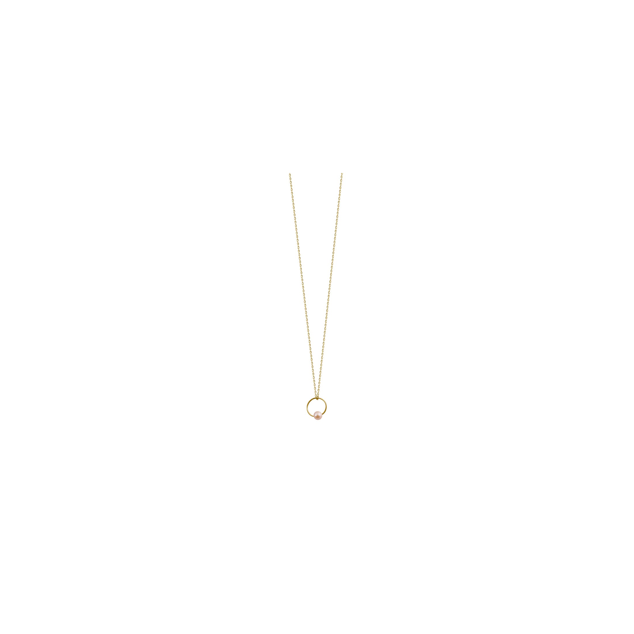Claverin Small Ring necklace in yellow gold and natural pink pearl - Lepage