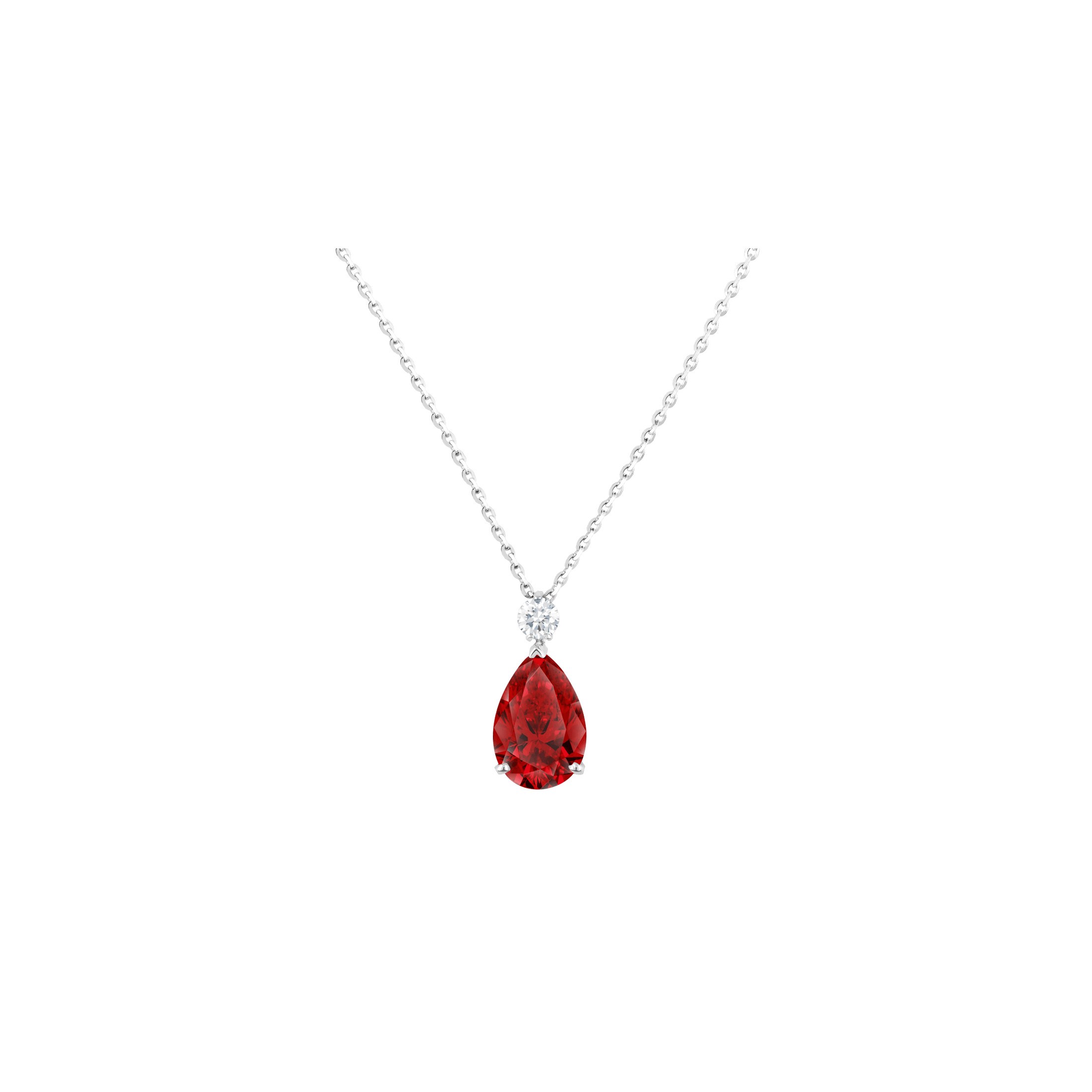 Jacques necklace in white gold and ruby - Lepage