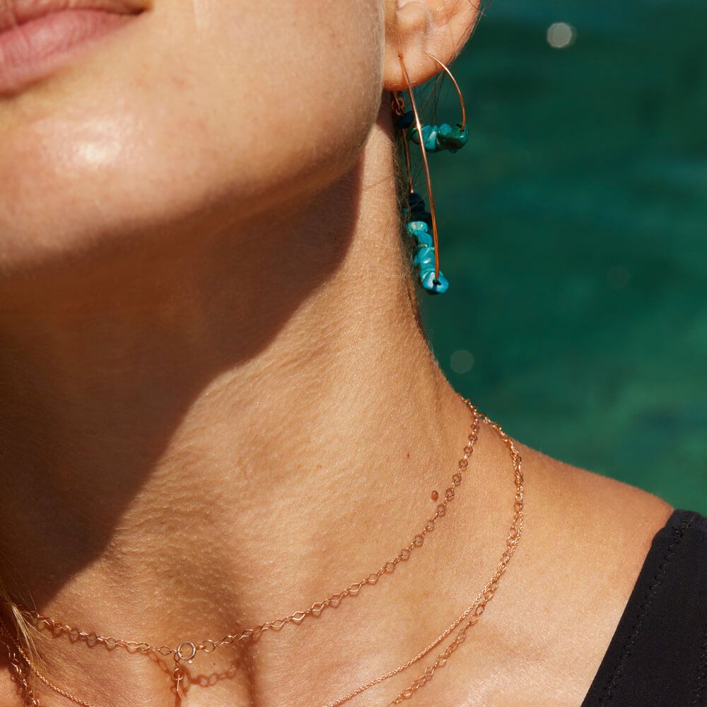 Ginette NY Jala Large earrings in pink gold and chrysocolle - Lepage