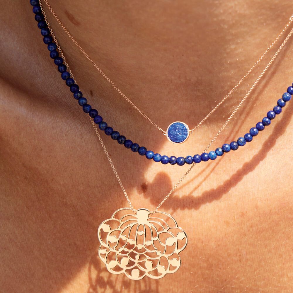 Ginette NY Lotus necklace in pink gold - Lepage