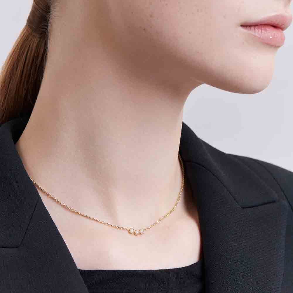 Necklace yellow gold diamonds Mimirose Dior Jewels JMRO95010 - Lepage