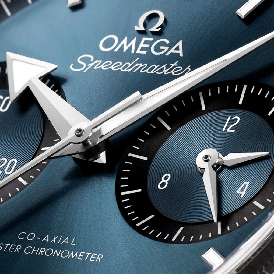 Montre Omega Speedmaster '57 cadran bleu bracelet cuir - Lepage