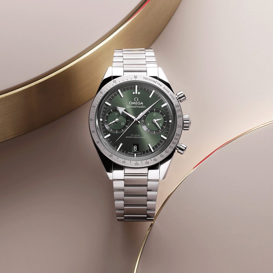 Montre Omega Speedmaster '57 cadran vert bracelet acier - Lepage