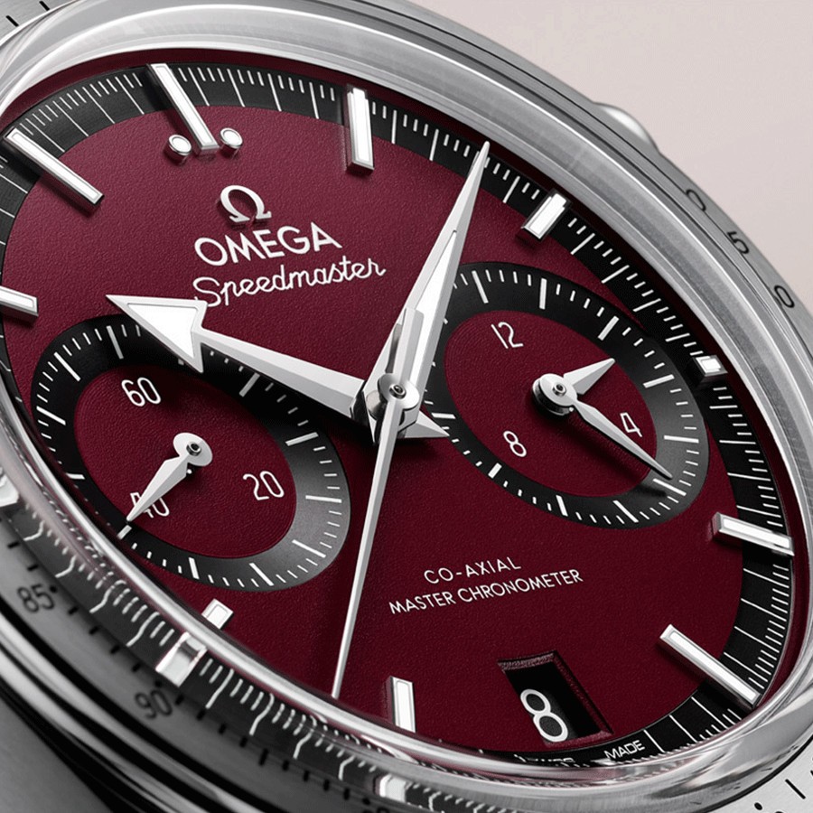 Montre Omega Speedmaster '57 cadran rouge bracelet cuir - Lepage