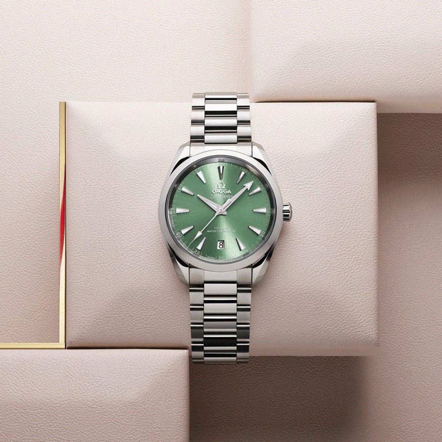 Montre Omega Aqua Terra 150m cadran vert bracelet acier 38 mm - Lepage