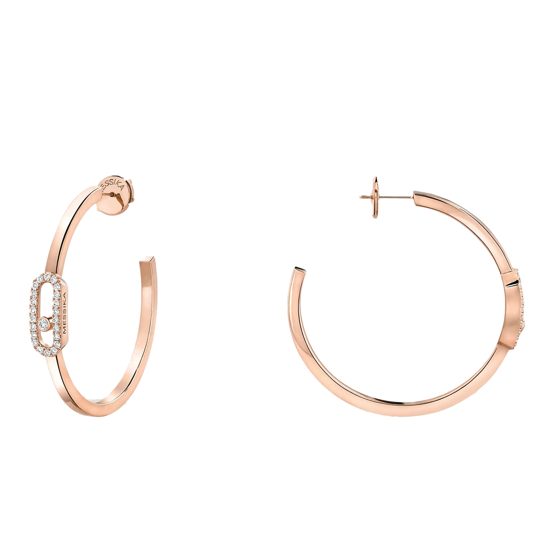 Messika Move Uno hoop earrings PM rose gold and diamond 12485R - Lepage