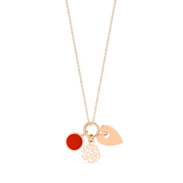 Necklace Ginette NY Twenty 3 charms in rose gold and coral - Lepage