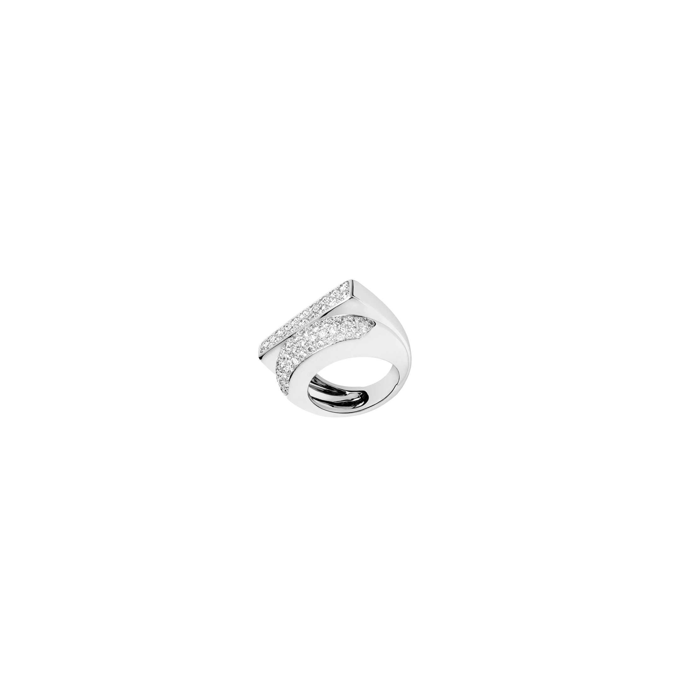 Fred Success ring medium model white gold diamonds pavement | LEPAGE