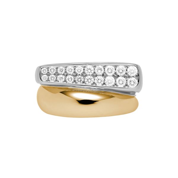 Fred Success ring medium model yellow white gold diamonds | LEPAGE
