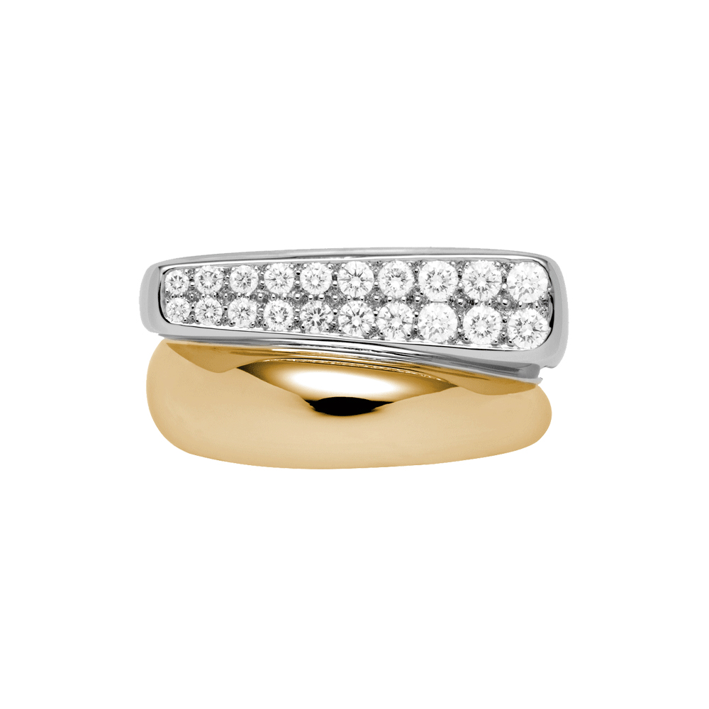 Fred Success ring medium model yellow white gold diamonds | LEPAGE
