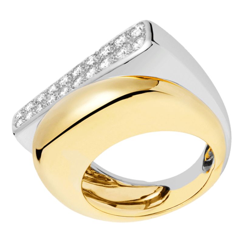 Fred Success ring medium model yellow white gold diamonds | LEPAGE