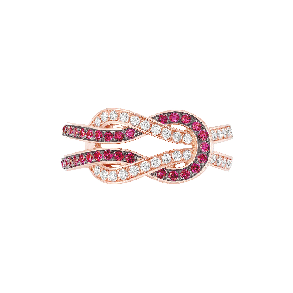 Bague Fred Chance Infinie moyen modèle or rose diamants rubis | LEPAGE