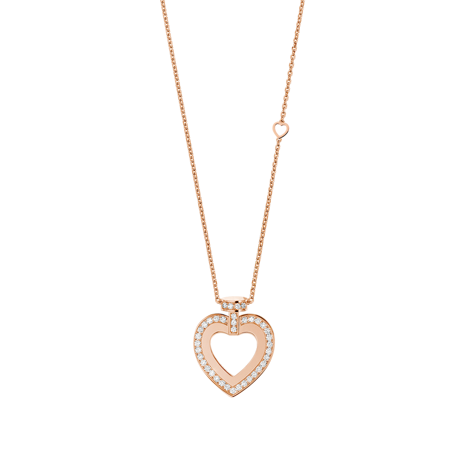 Fred Pretty Woman large long necklace in rose gold and diamonds - Lepage