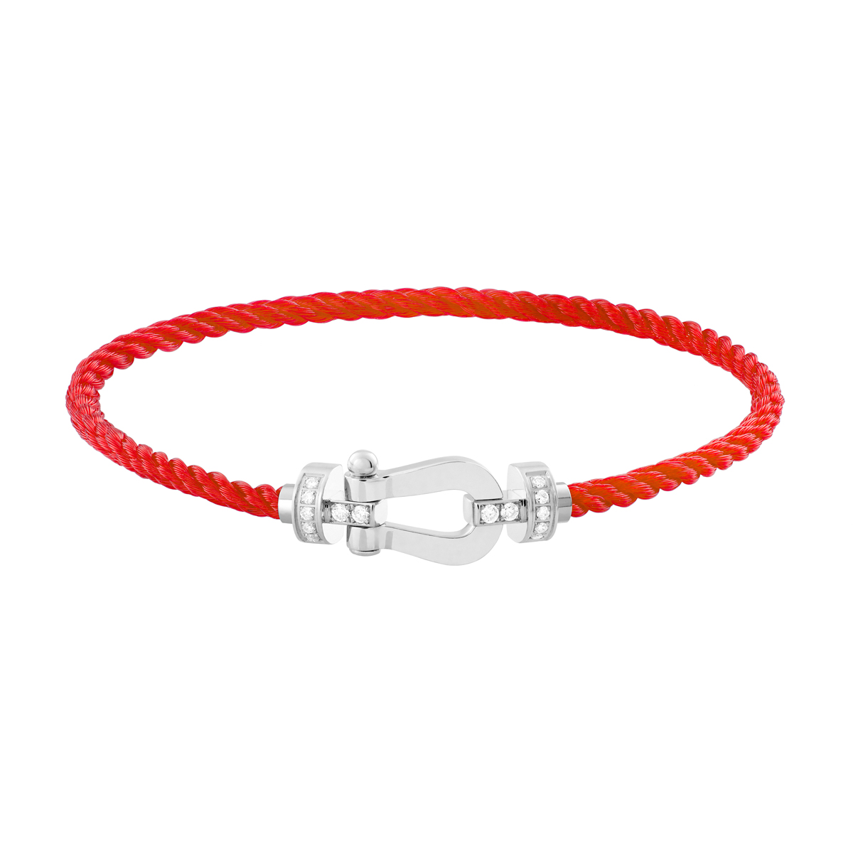 FRED Force 10 bracelet in white gold, diamonds and red cable | Lepage