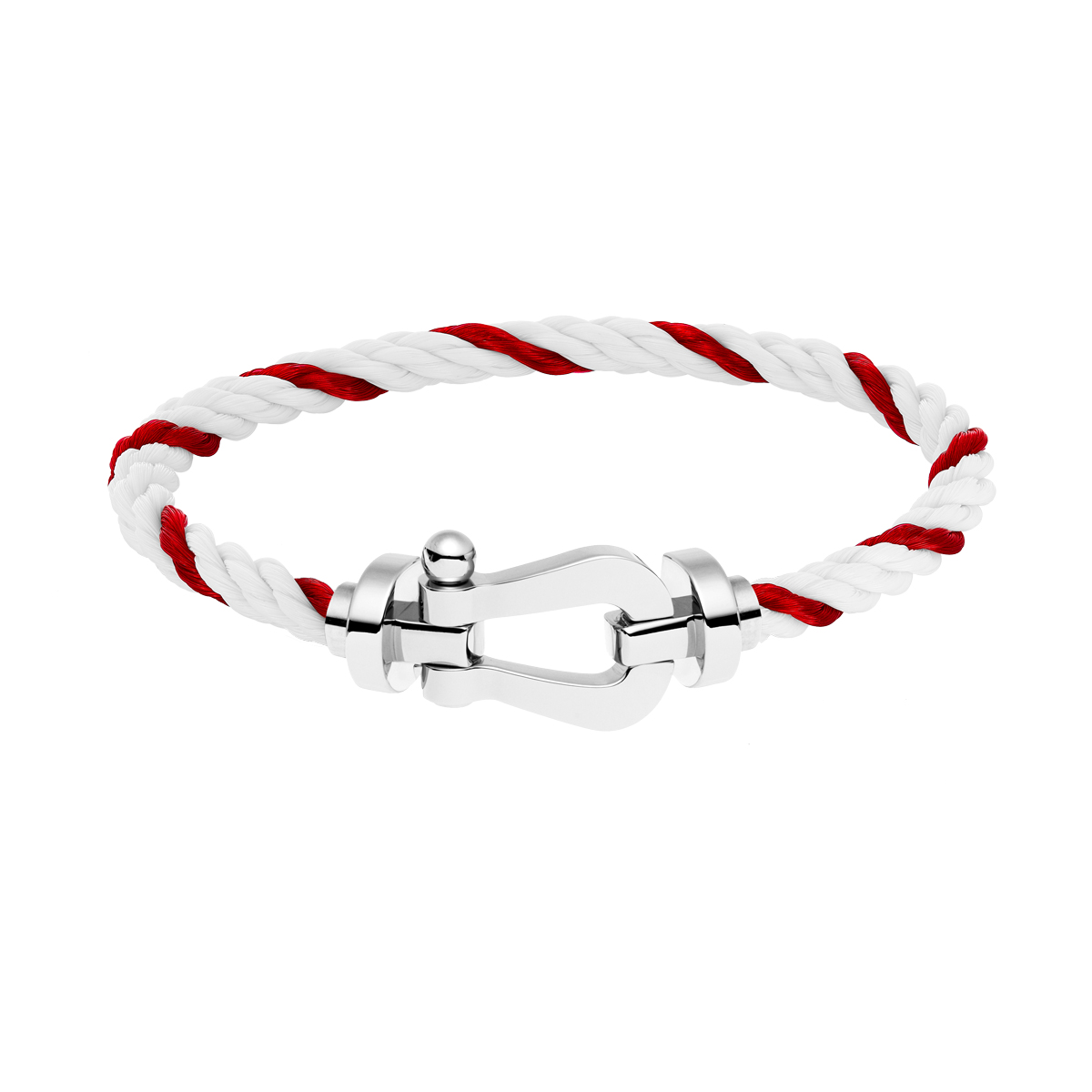FRED Force 10 bracelet in white gold and white and red cable | Lepage