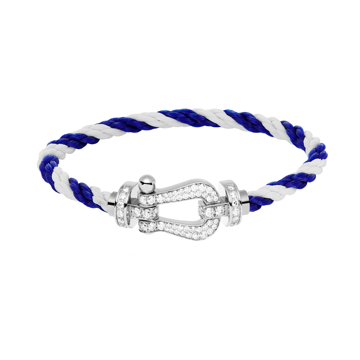 FRED Force 10 bracelet in white gold, diamonds and white and blue cable ...