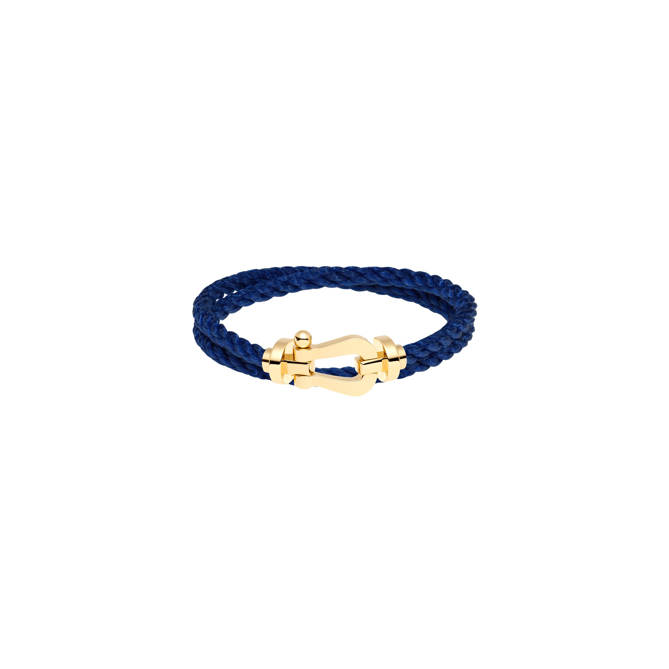 Bracelet FRED Force 10 GM or jaune câble double-tour bleu jean | Lepage