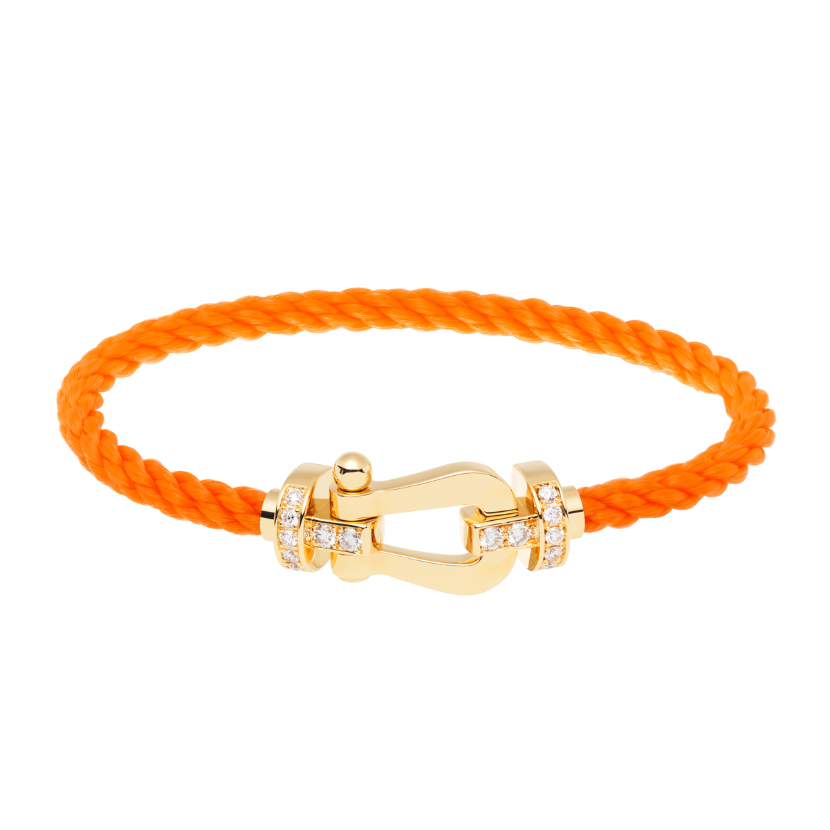 Bracelet FRED Force 10 GM or jaune, diamants câble orange fluo | Lepage